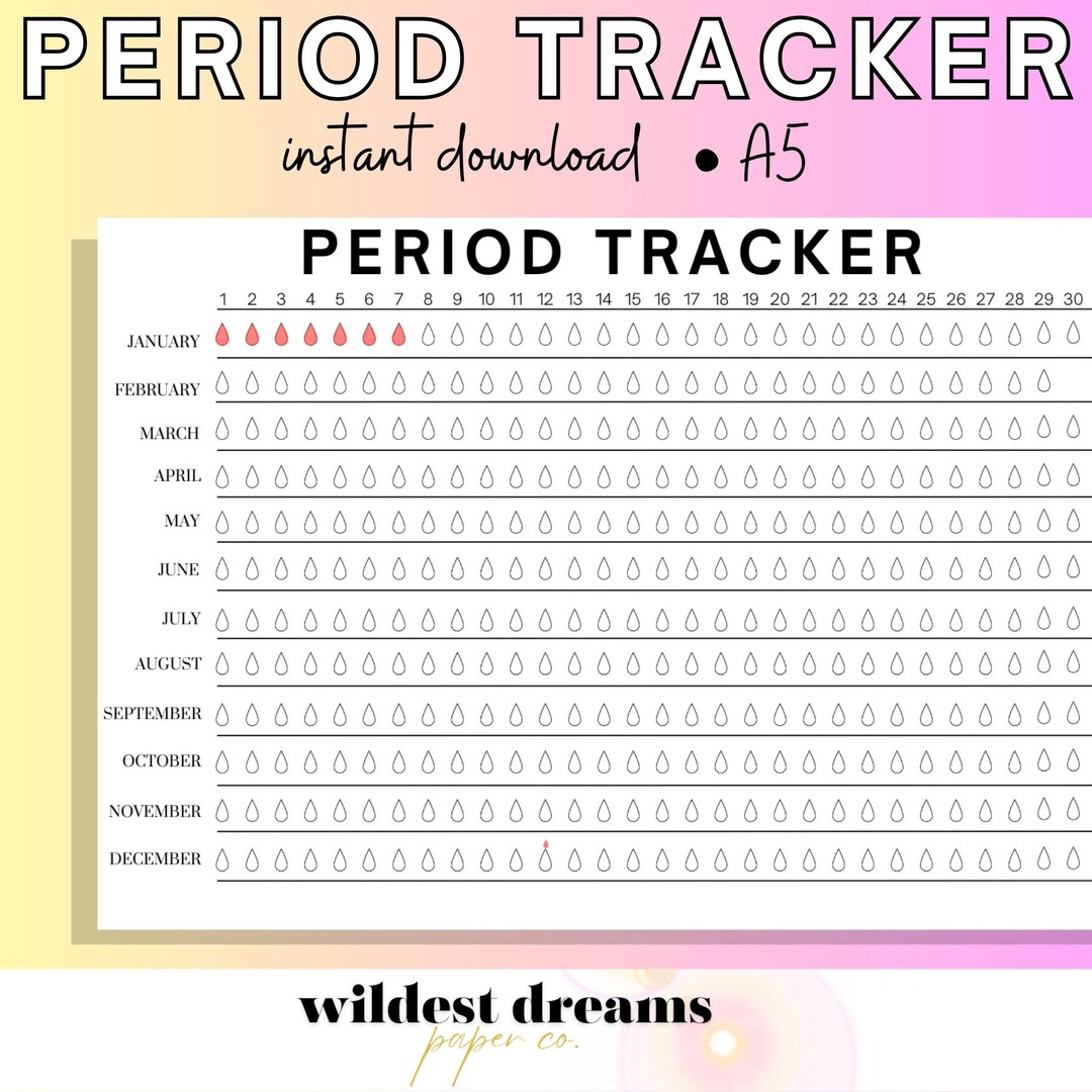 Printable Period Tracker | Monthly Planner | A5 | Portrait | Minimalist ...