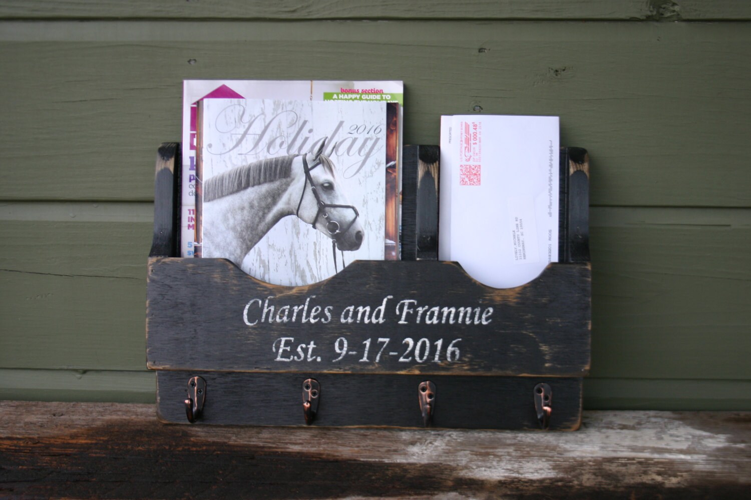 Personalized Mail organizer-Mail holder-Personalized Wedding | Etsy