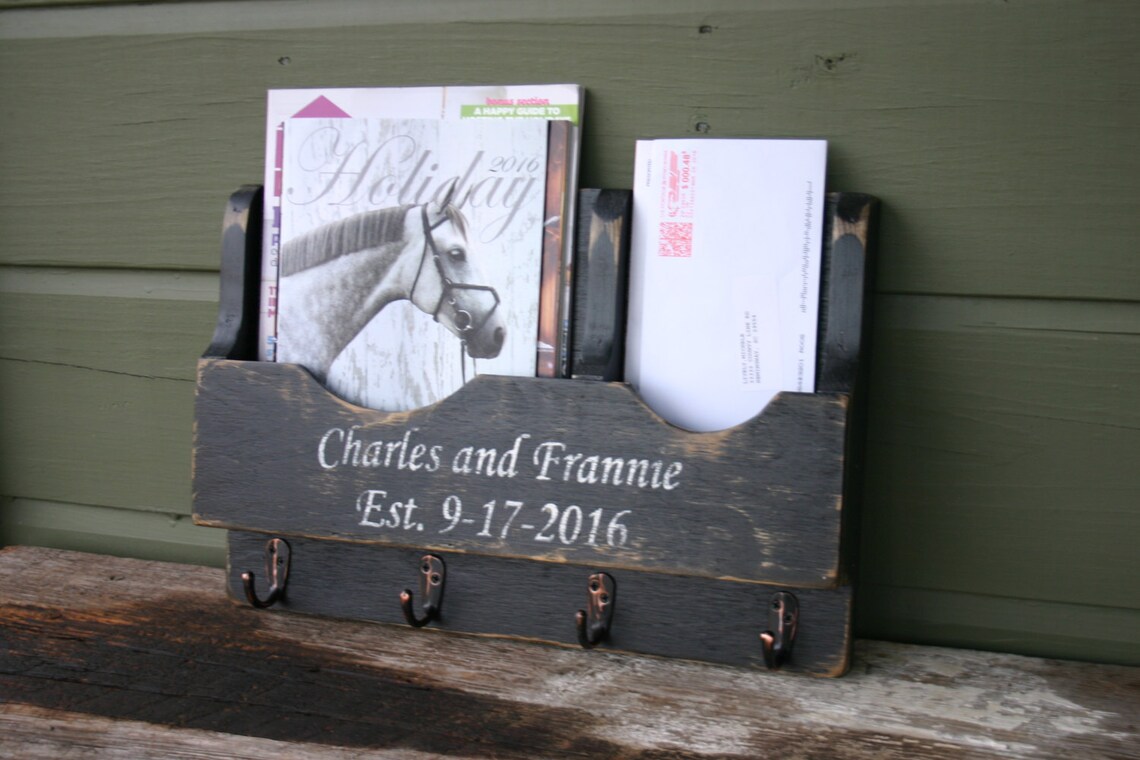 Personalized Mail organizer-Mail holder-Personalized Wedding | Etsy