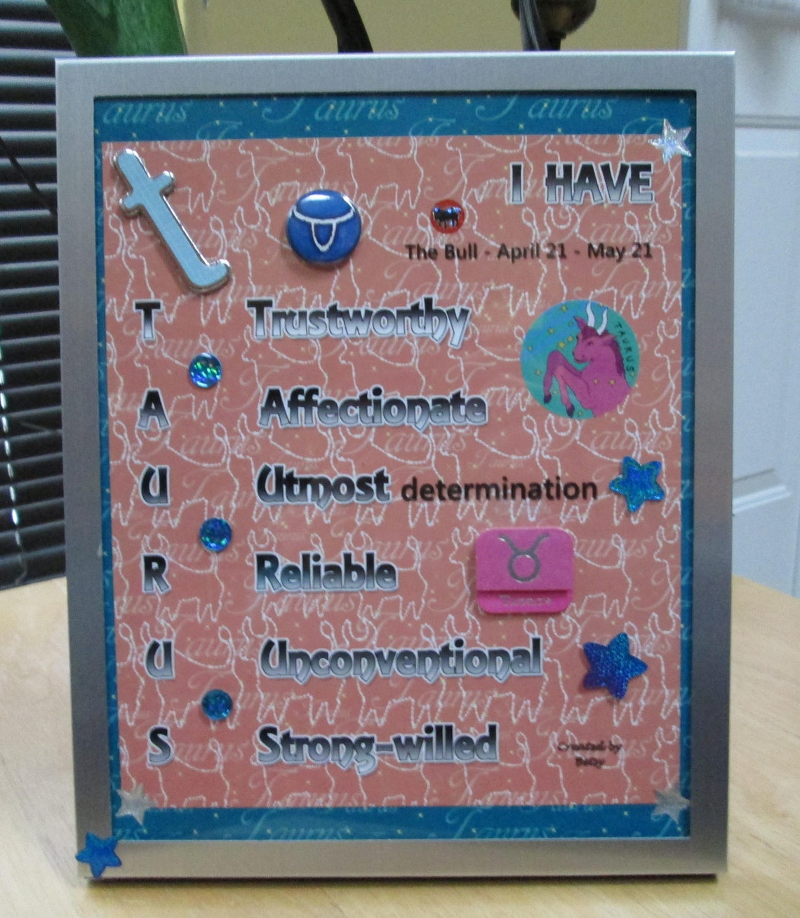 TAURUS ZODIAC Framed Poem - Etsy