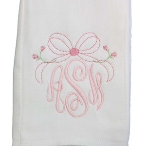 Bow Floral Monogrammed Baby Burp Cloth, Baby Burpie, Baby Burp Rag ...