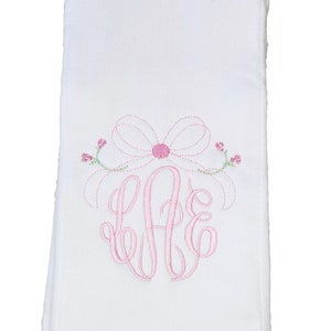 Bow Floral Monogrammed Baby Burp Cloth, Baby Burpie, Baby Burp Rag ...