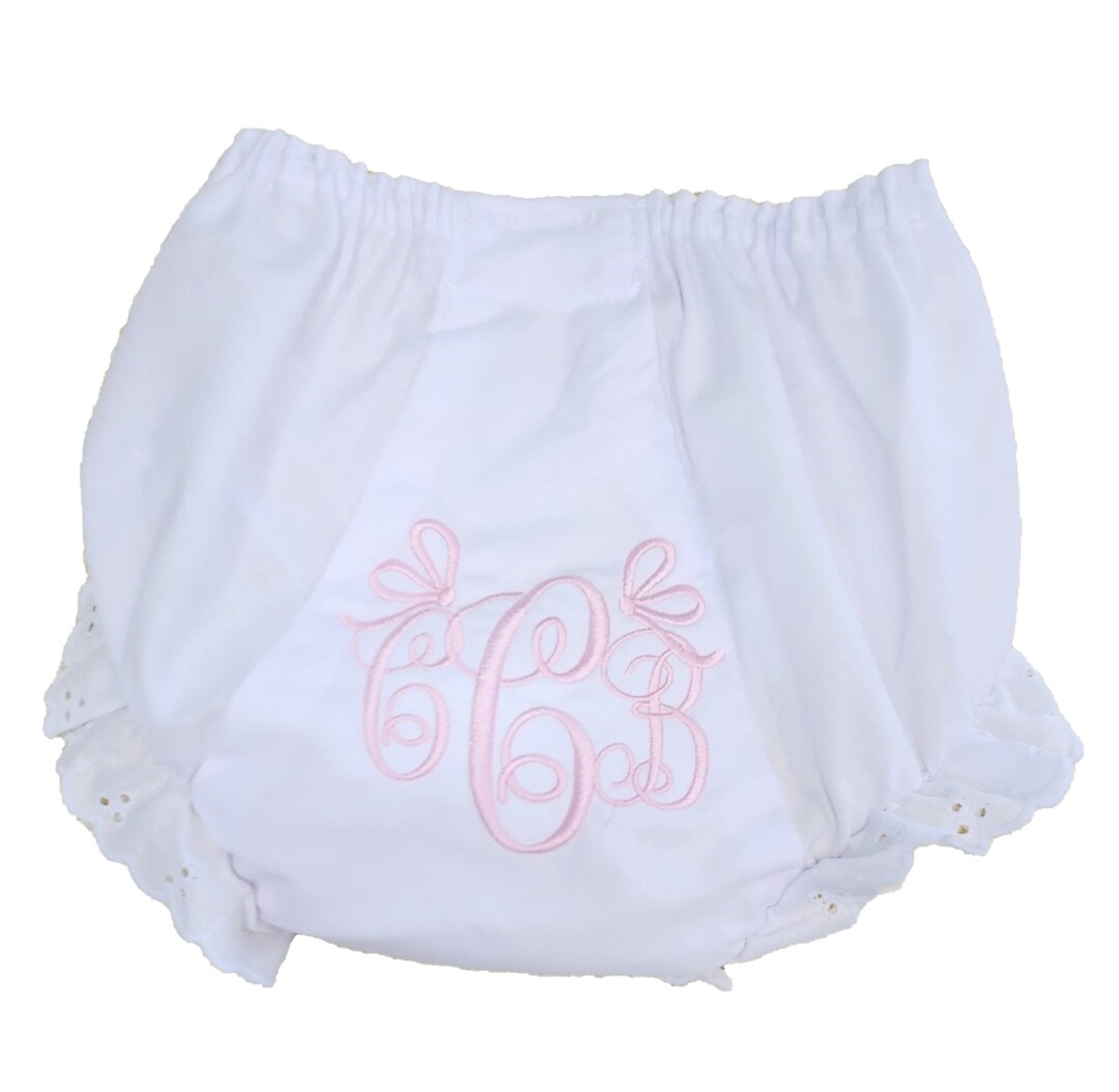 Side Bows Monogrammed Diaper Cover, Girl Baby Bloomer, Monogrammed ...