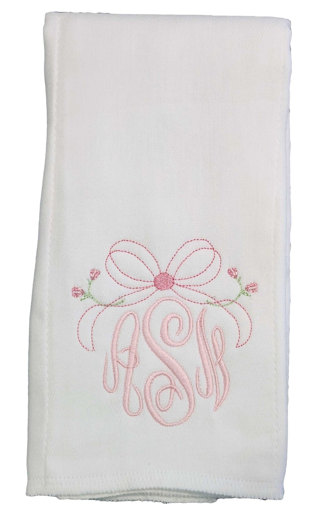 Bow Floral Monogrammed Baby Burp Cloth, Baby Burpie, Baby Burp Rag ...