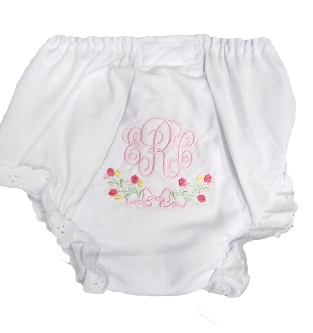 Tulip Floral Frame Girl Custom Monogrammed Diaper Cover Panty ...