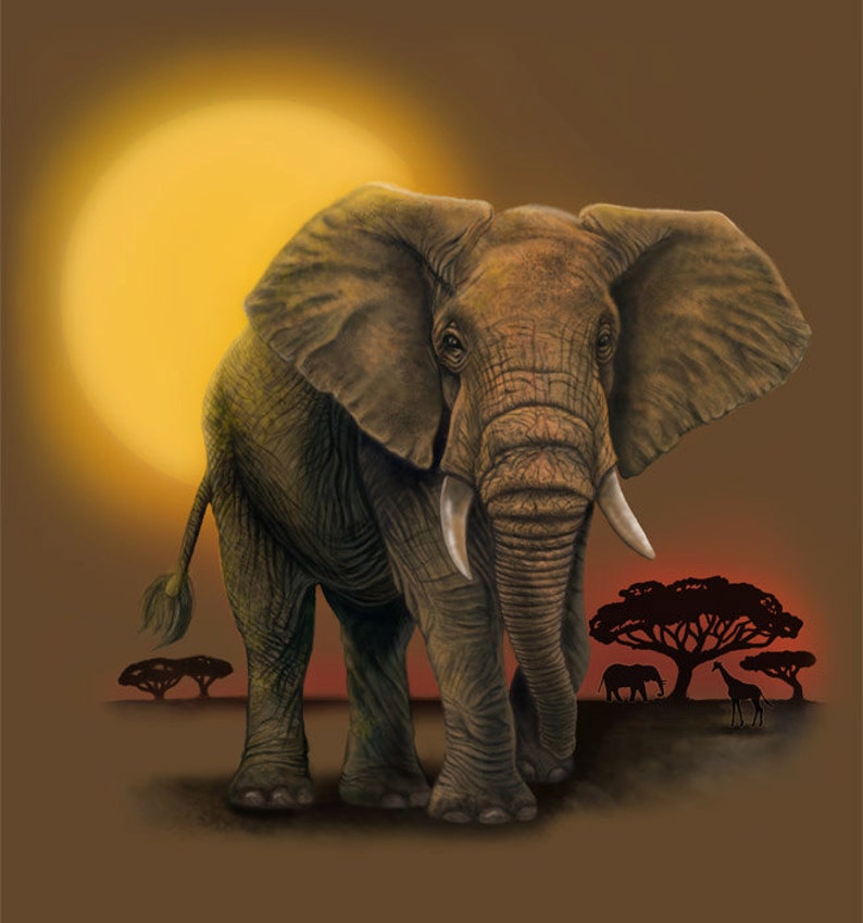 African Elephant Print - Etsy