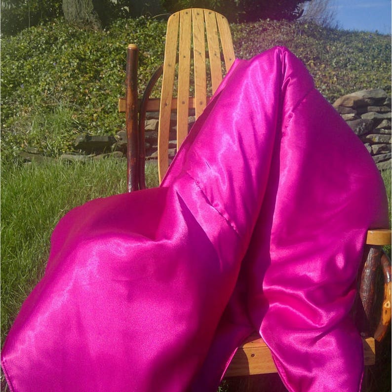 Fuschia Satin Blanket - Elegant Hot Pink Statement Throw - Luxurious ...