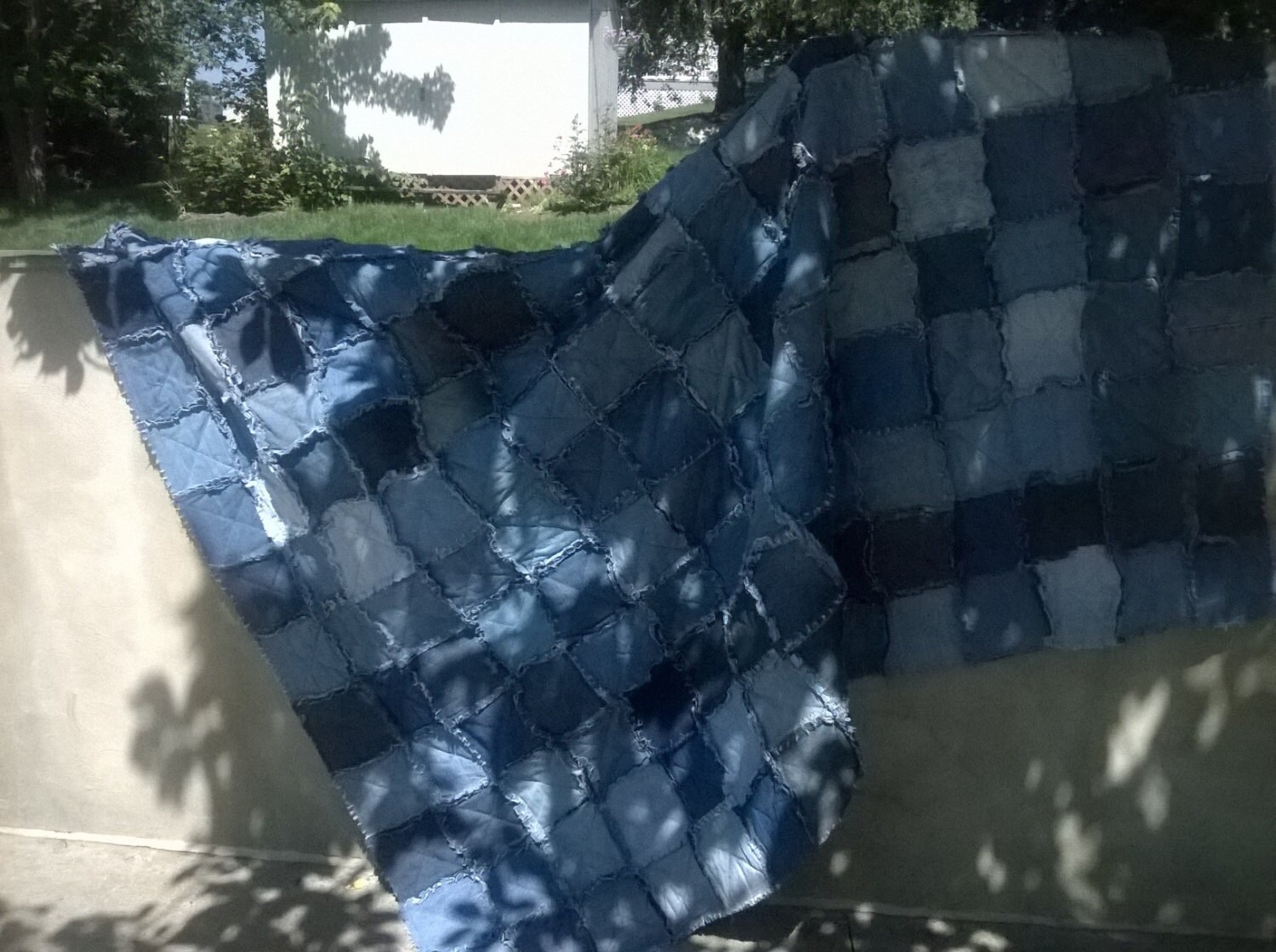 Denim Blue Jean Rag Quilt - XO Rag Quilt - Queen Size - Patchwork ...
