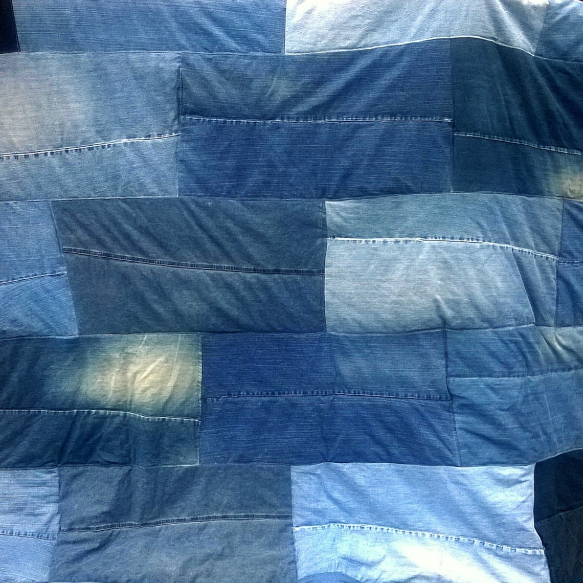 Upcycled Denim Quilt Recycled Jeans Quilt Giant Patchwork - Etsy