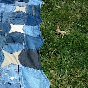 Blue Jeans Pockets Quilt - Custom Queen Size Quilt - Upcycled Denim ...