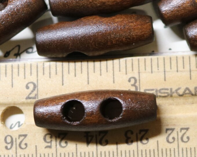 50 Wood / Wooden Toggle 1 1/8 Inch Sewing Buttons, Dark Coffee Brown, 2 ...