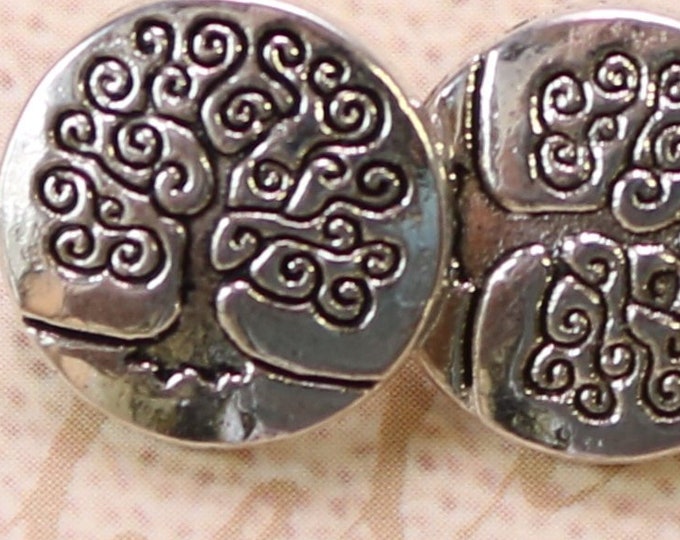 50 Metal Tree of Life Shank Buttons, Approx. 1/2-inch, 14 Mm, Silver ...