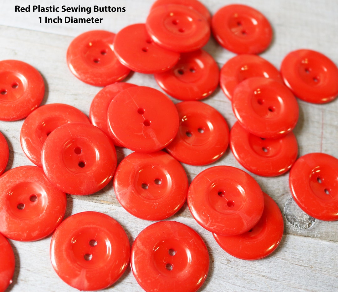 Red Plastc Acrylic Sewing Buttons, 1 Inch, 25 Mm, 50 / 100 / 200 Count ...
