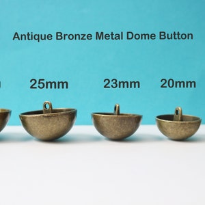 Buttons Metal Half Dome Shank Sewing Buttons, Antique Bronze, 28mm ...