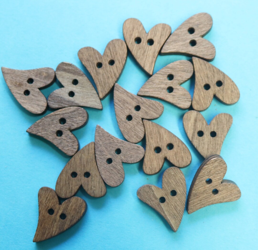 Brown Wood Heart Buttons: 2-hole Sewing Craft Supplies - Etsy