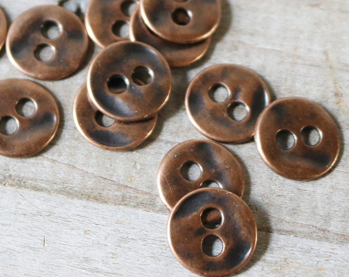 50 Round Copper Button, 1/2-inch, Copper Tone Zinc Alloy Sewing Button ...