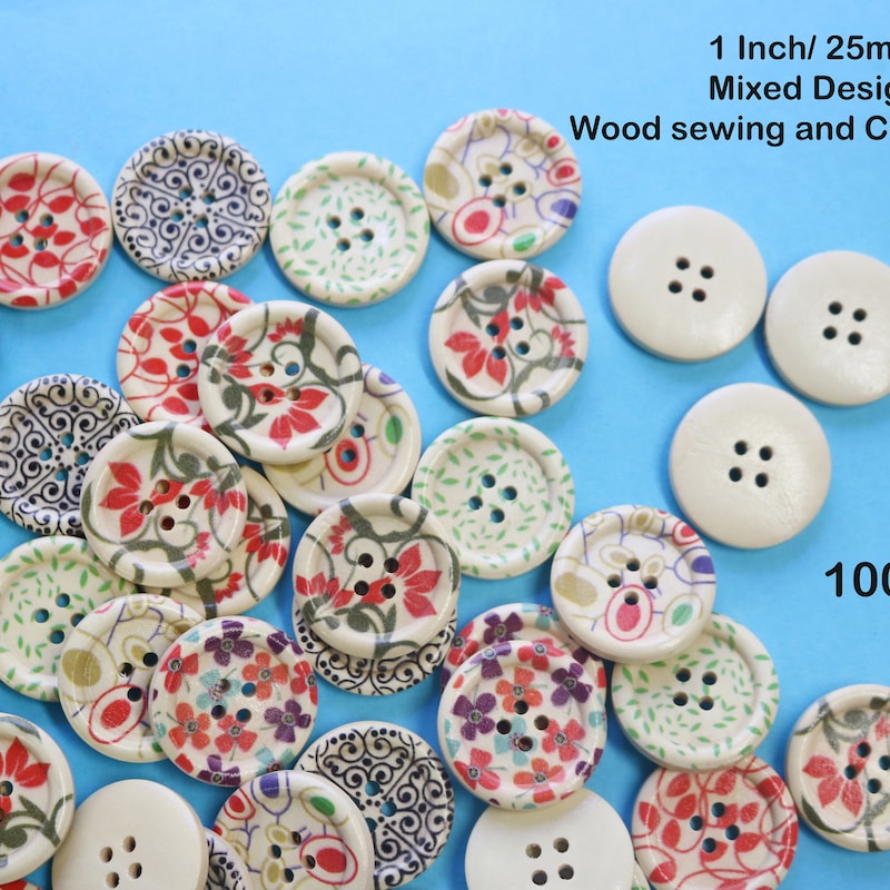 Painted Wood Buttons - Etsy