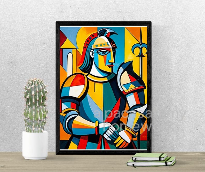 Cubist Knight Art Print: Picasso Style Medieval Warrior (digital ...