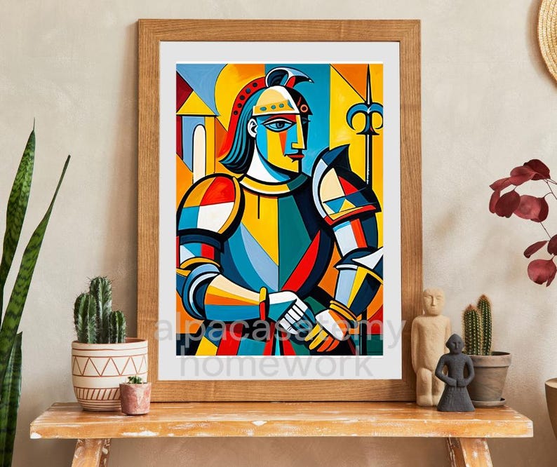Cubist Knight Art Print: Picasso Style Medieval Warrior (digital ...