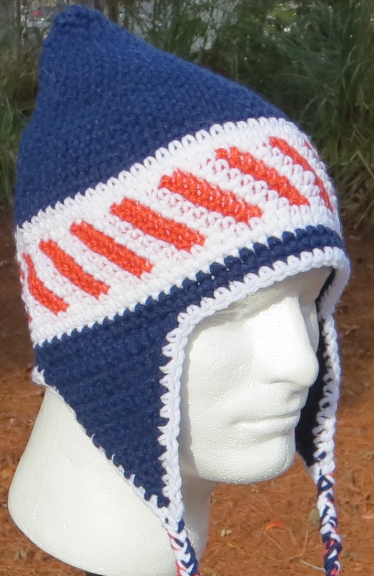 Navy/White/Orange Crochet Chullo Hat Crochet Hat Unisex | Etsy