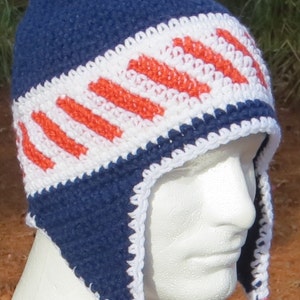 Navy/White/Orange Crochet Chullo Hat Crochet Hat Unisex | Etsy