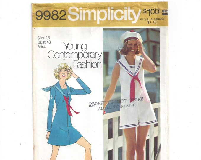 Simplicity 9982 Pattern for Misses' Sailor Style Mini Dress, Pant Dress ...
