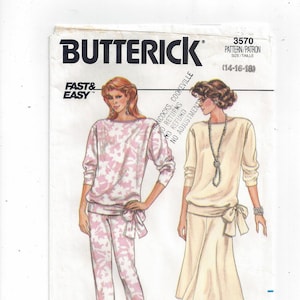 Butterick 3570 Pattern for Misses' Top, Skirt, Pants, From 1985, Plus ...