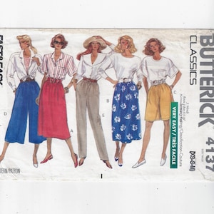 Butterick 4137 Pattern for Misses' Skirt Shorts, Culottes, Pants, Size ...