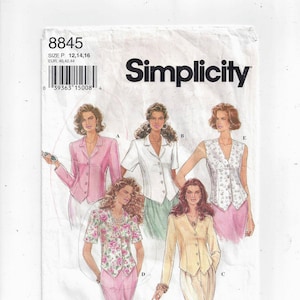 Simplicity 8845 Pattern for Misses' Tops in 5 Styles, Size 16 From 1994 ...
