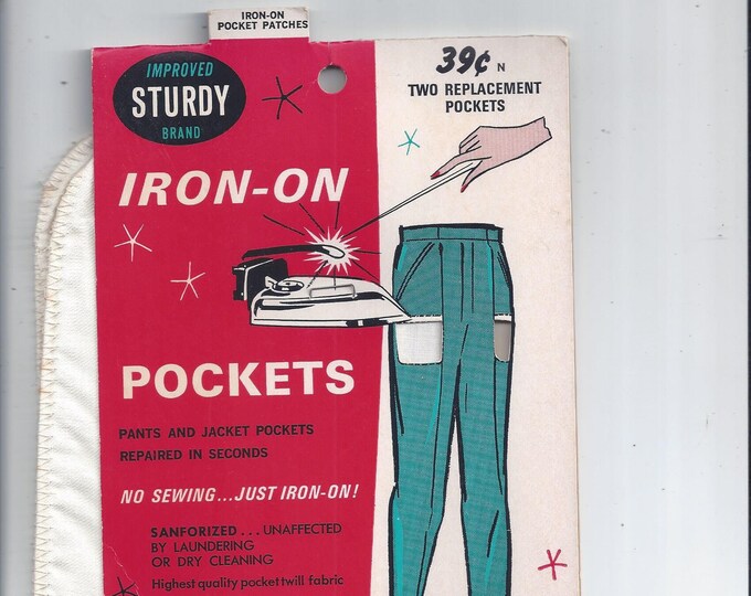 Iron on Replacement Pockets, Package of 2, From 1950s, by Sturdy Brand ...