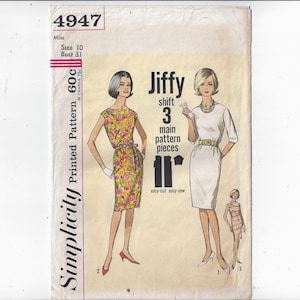 Simplicity 4947 Pattern for Misses' Jiffy Shift Dress, Size 10, From ...