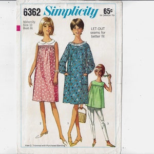 Simplicity 6362 Pattern for Misses' Maternity Dress, Top, Size 10, From ...