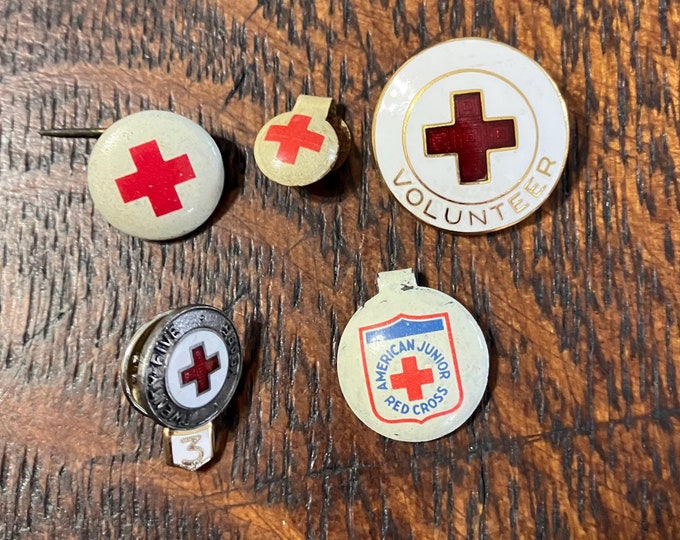 5 American Red Cross Pin & Clip Back Buttons, Junior, Volunteer, 25 ...