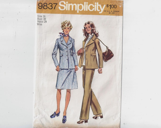 Simplicity 9887 Pattern for Misses' Jacket, Mini Skirt, Pants, Shorts, Size 12, From 1972 ...