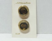 2 Buttons by Streamline on Original Card Gold With Brown | Etsy