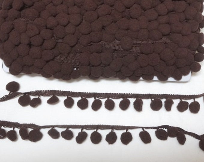 5 Yards Dark Brown Mini Pom Pom With Warm Gray Trim, Mini Pom Pom Trim ...