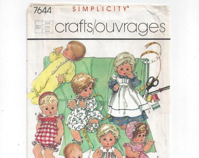 Simplicity 7644 Pattern for Doll Wardrobe for Small 13-14 In. Doll ...