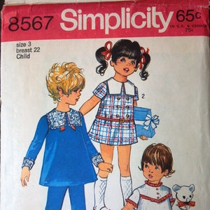 Simplicity 8567 Pattern for Girls' Dress, Tunic, Bell Bottom Pants ...