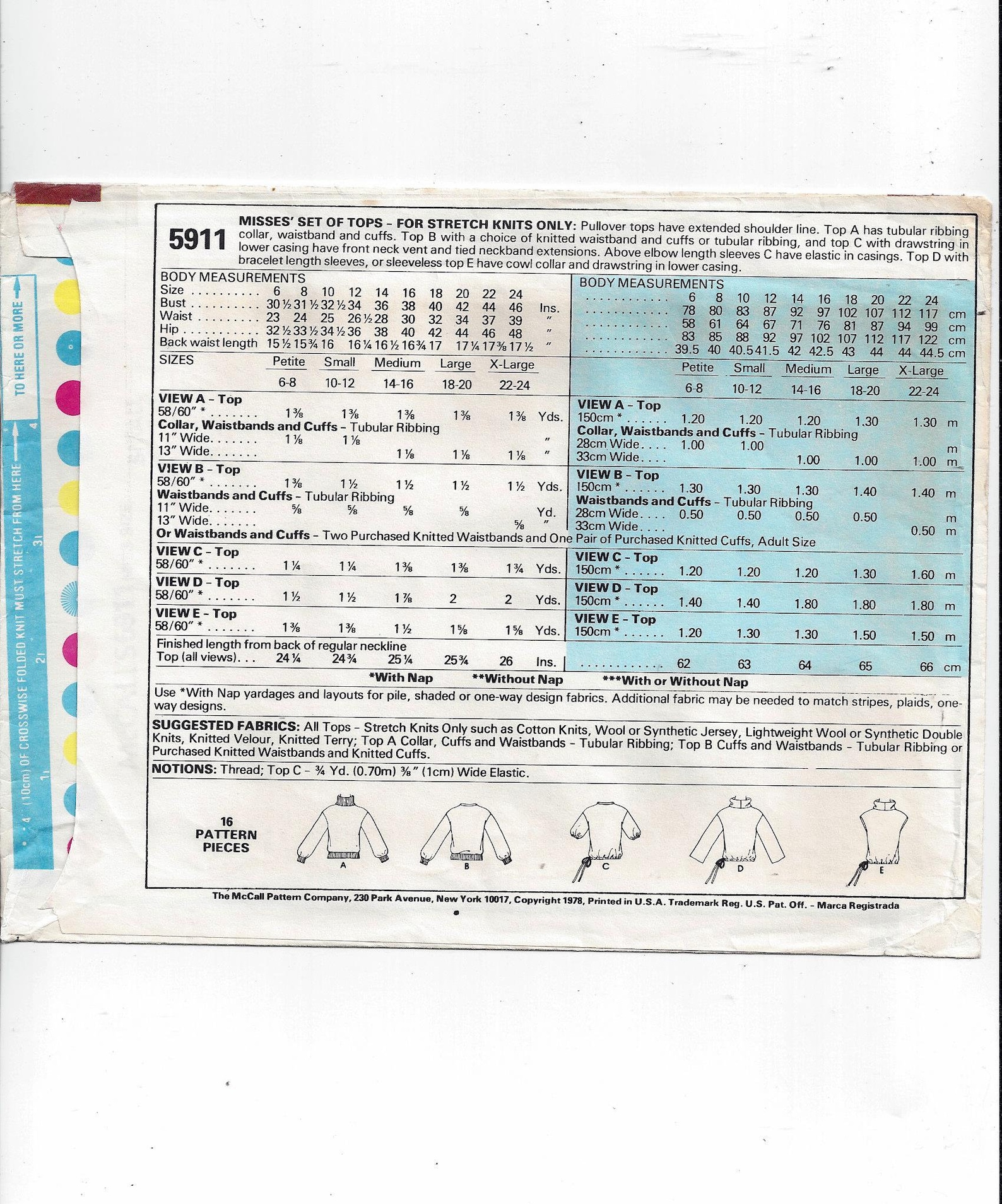 Mccall's 5911 Pattern for Misses' Set of Tops Size - Etsy