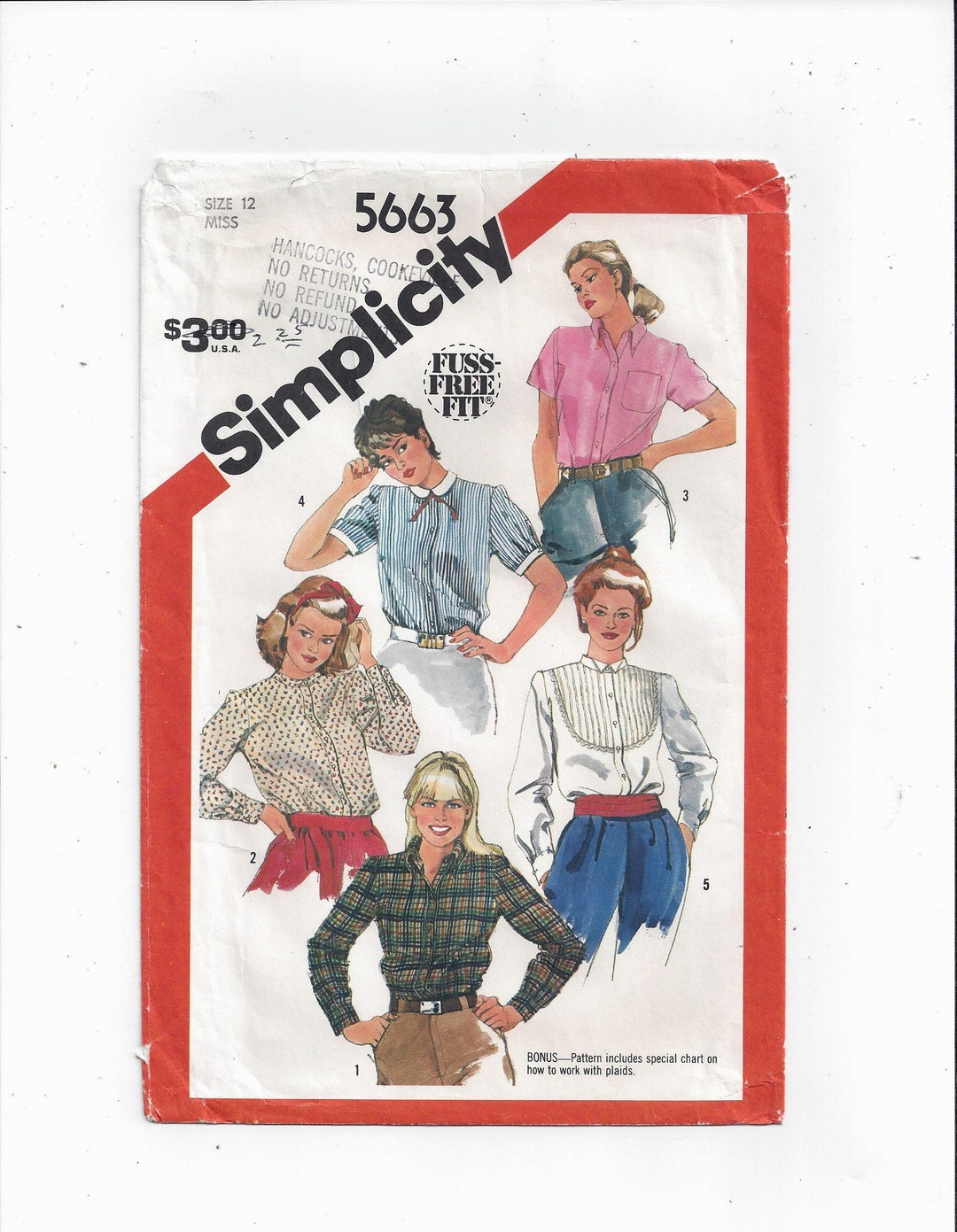 Simplicity 5663 Pattern for Misses' Set of Shirts, From 1982, Fuss Free ...
