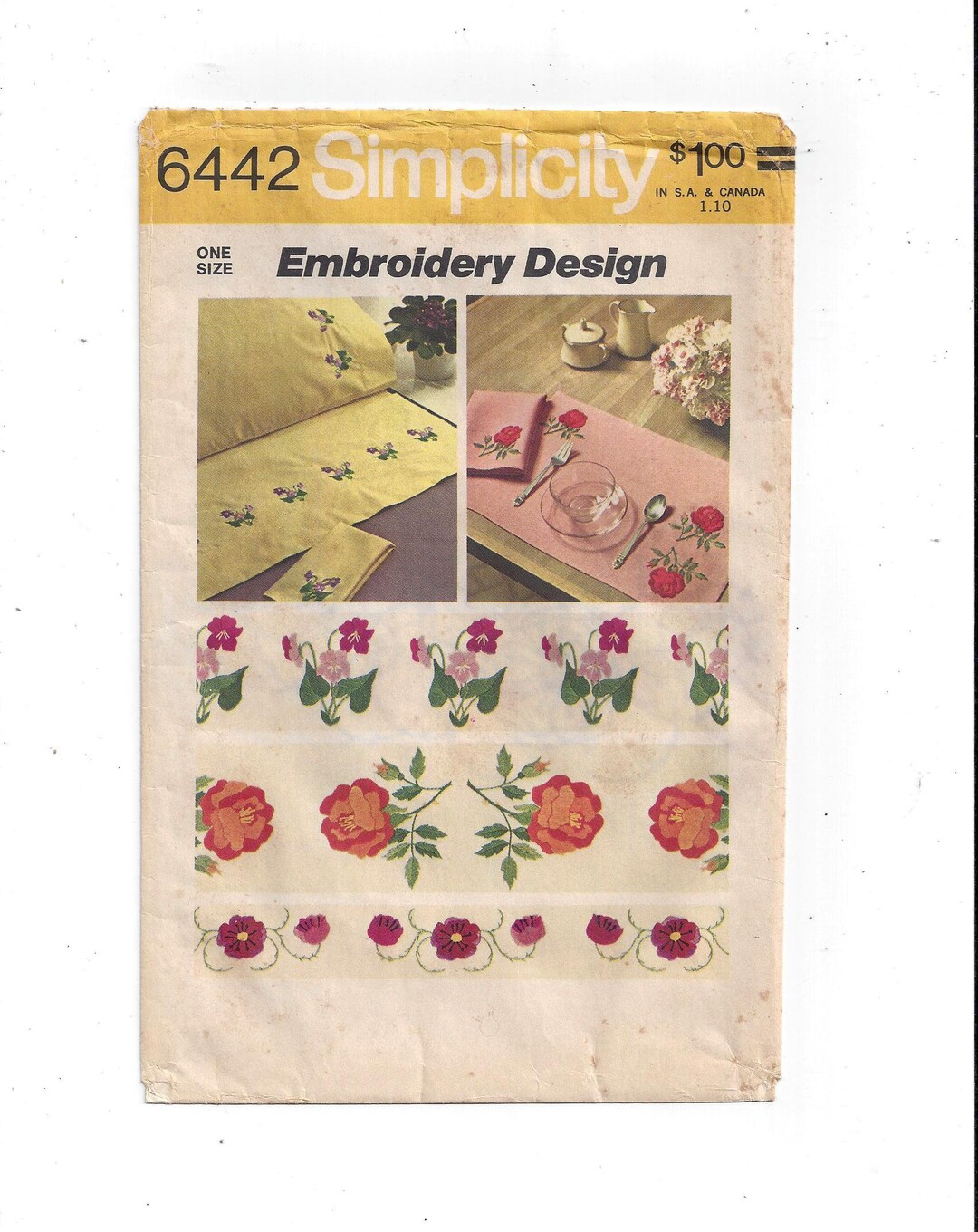 Simplicity 6442 Pattern for Flower Embroidery Transfers for Pillowcases ...