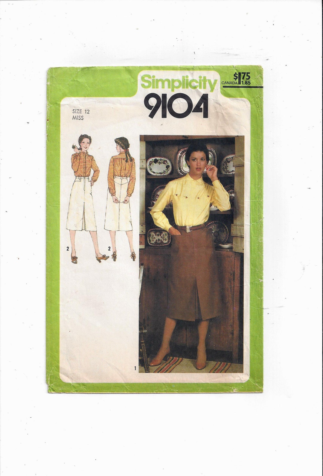 Simplicity 9104 Pattern for Misses' Skirt, Shirt, Size 12, From 1979 ...