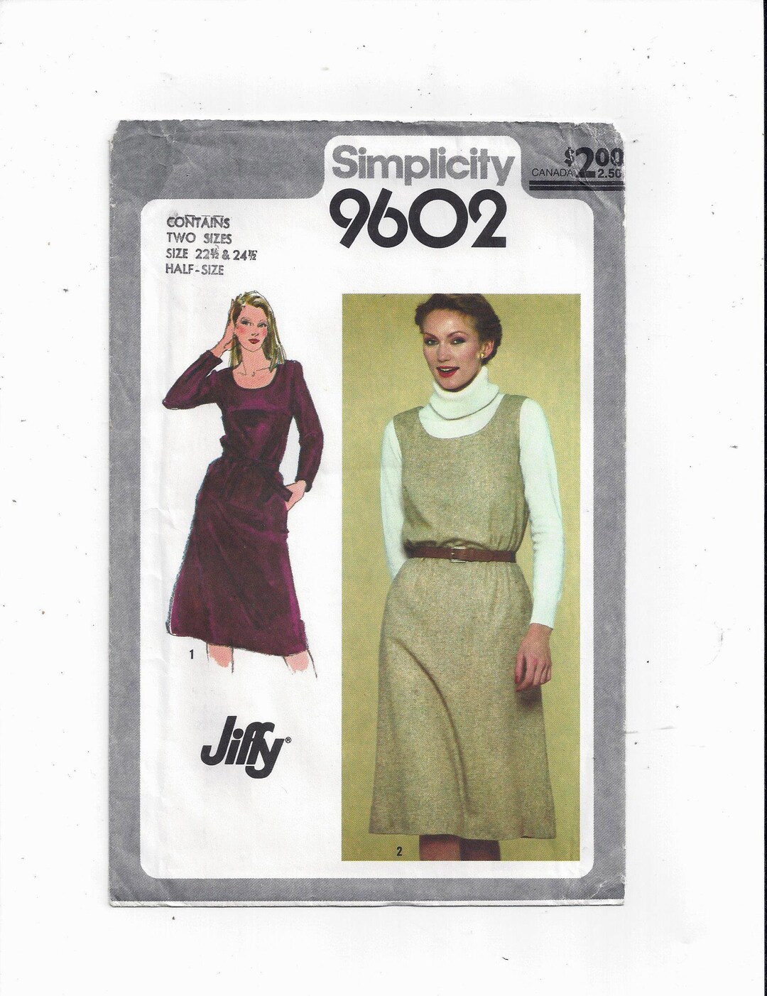 Simplicity 9602 Pattern for Jiffy Pullover Dress, Jumper in Half Sizes ...