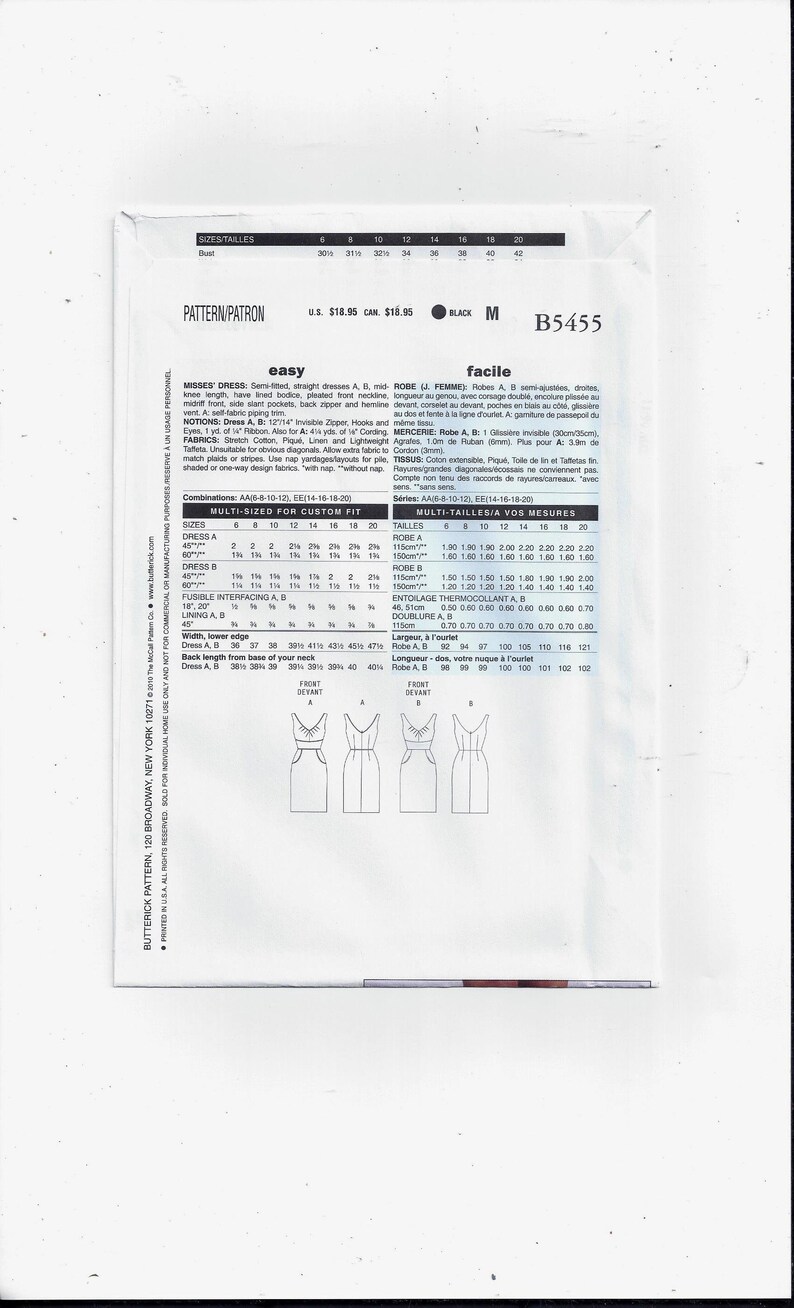 Butterick 5455 Pattern for Misses' Maggy London Dress - Etsy