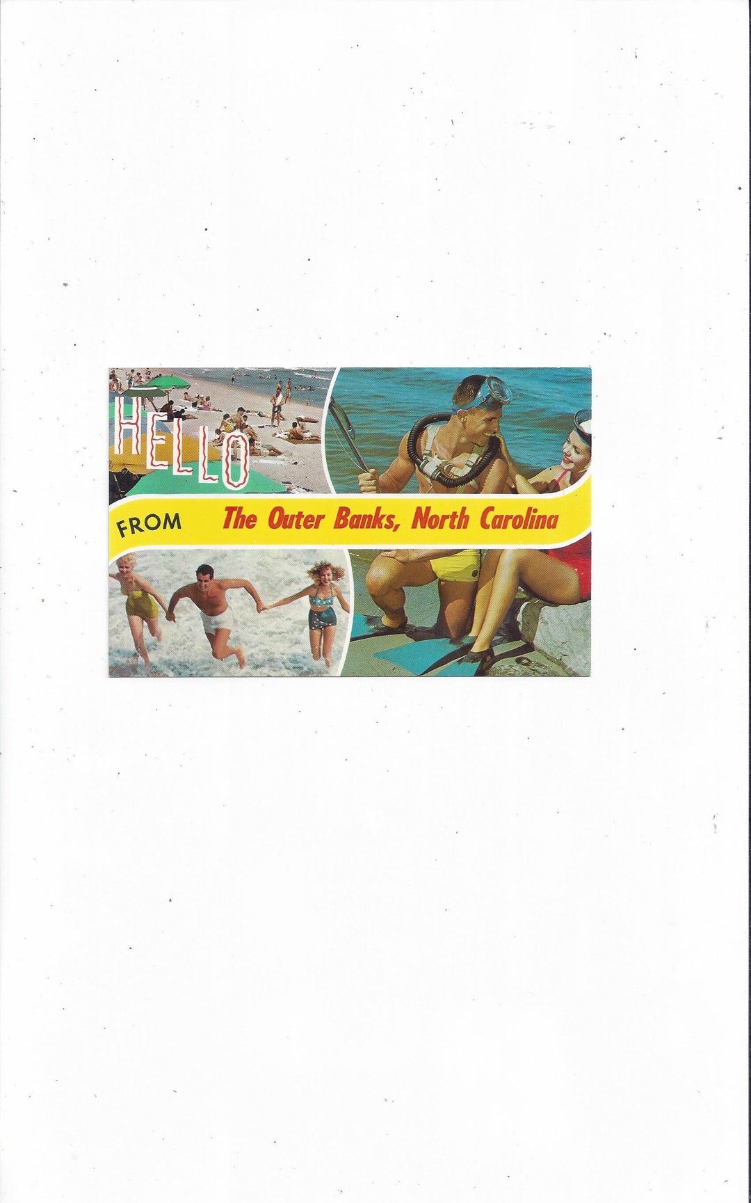 Outer Banks North Carolina Postcard, 3 Views, Hello From, Unposted, Pub ...