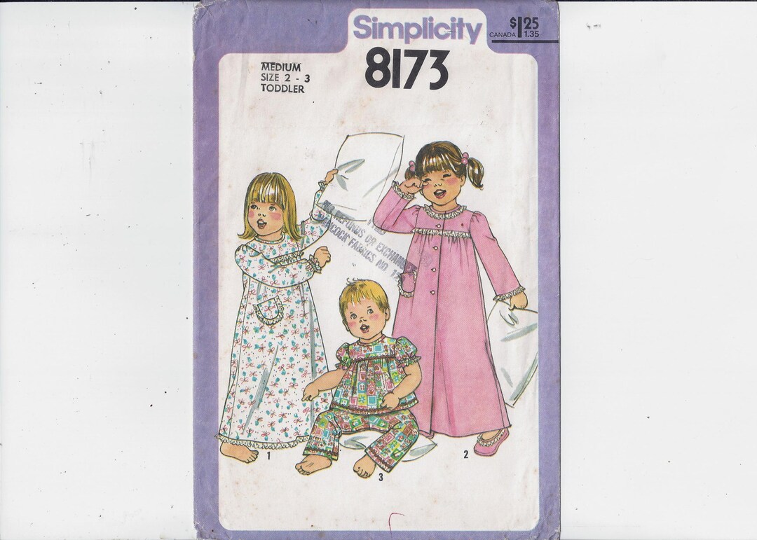 Simplicity 8173 Pattern for Toddlers' Nightgown, Pajamas, Robe, Size 2 ...