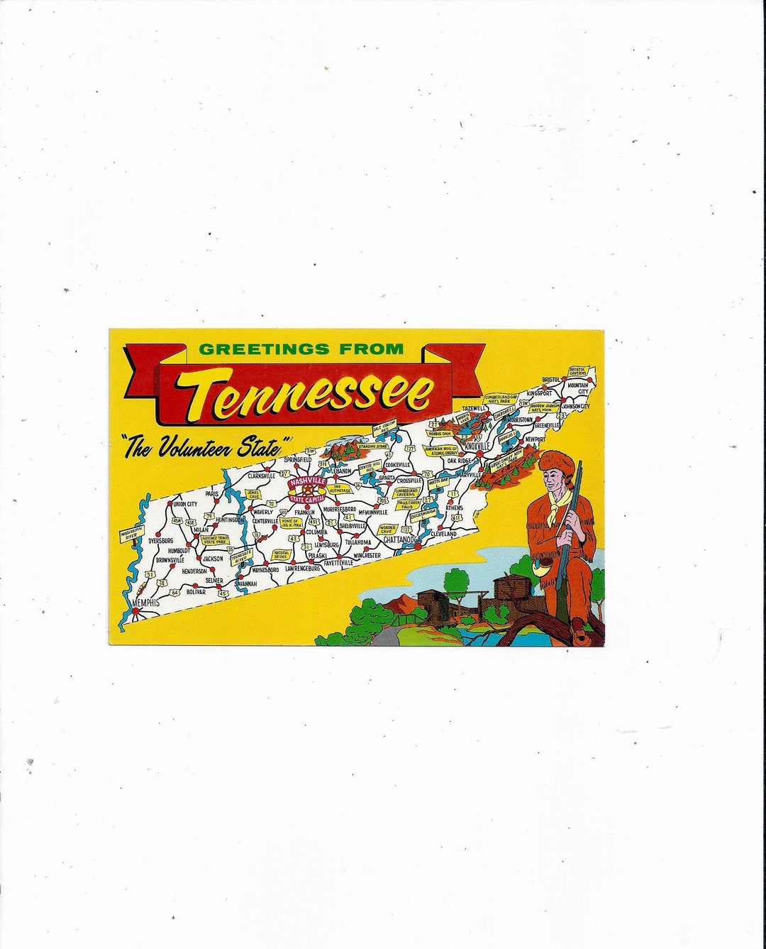 1950s Greetings From Tennessee Map Postcard, Pre-interstate, Unposted ...