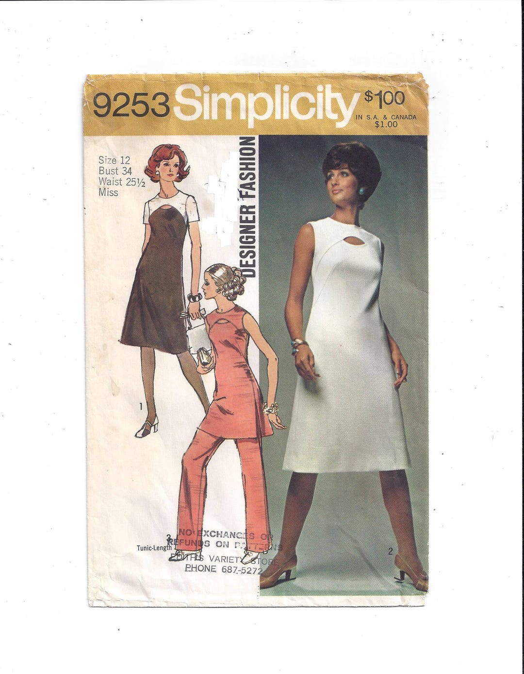 Simplicity 9253 Pattern for Misses Dress, Tunic, Pants, Designer ...