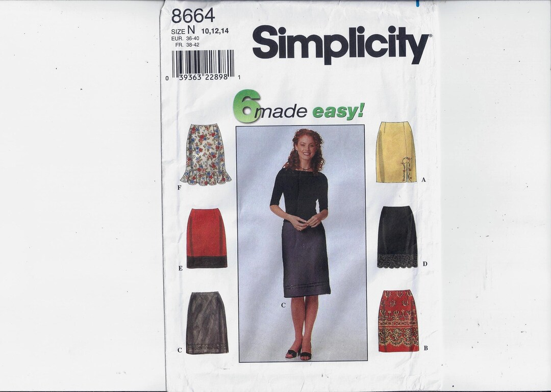 Simplicity 8664 Pattern for Misses' Skirt, Sizes 10 12 14, 6 Made Easy ...