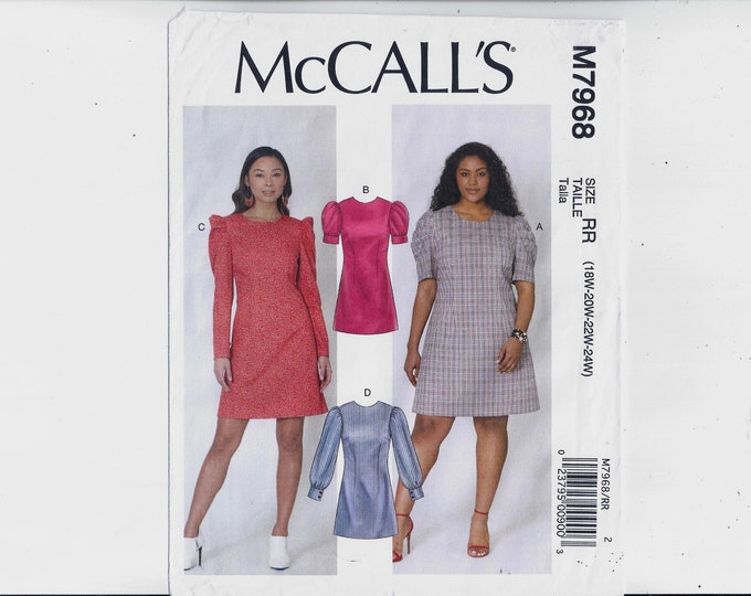 Mccall's 7968 Pattern for Women's Dresses in 4 Versions, Plus Sizes 18W ...